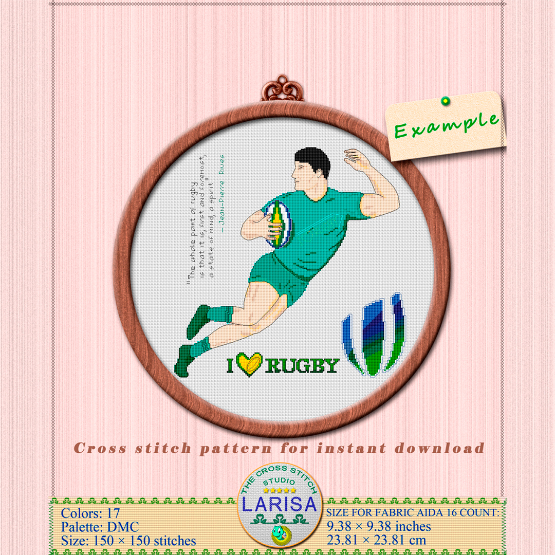 Rugby Cross Stitch Pattern | Rugby Union - Inspire Uplift