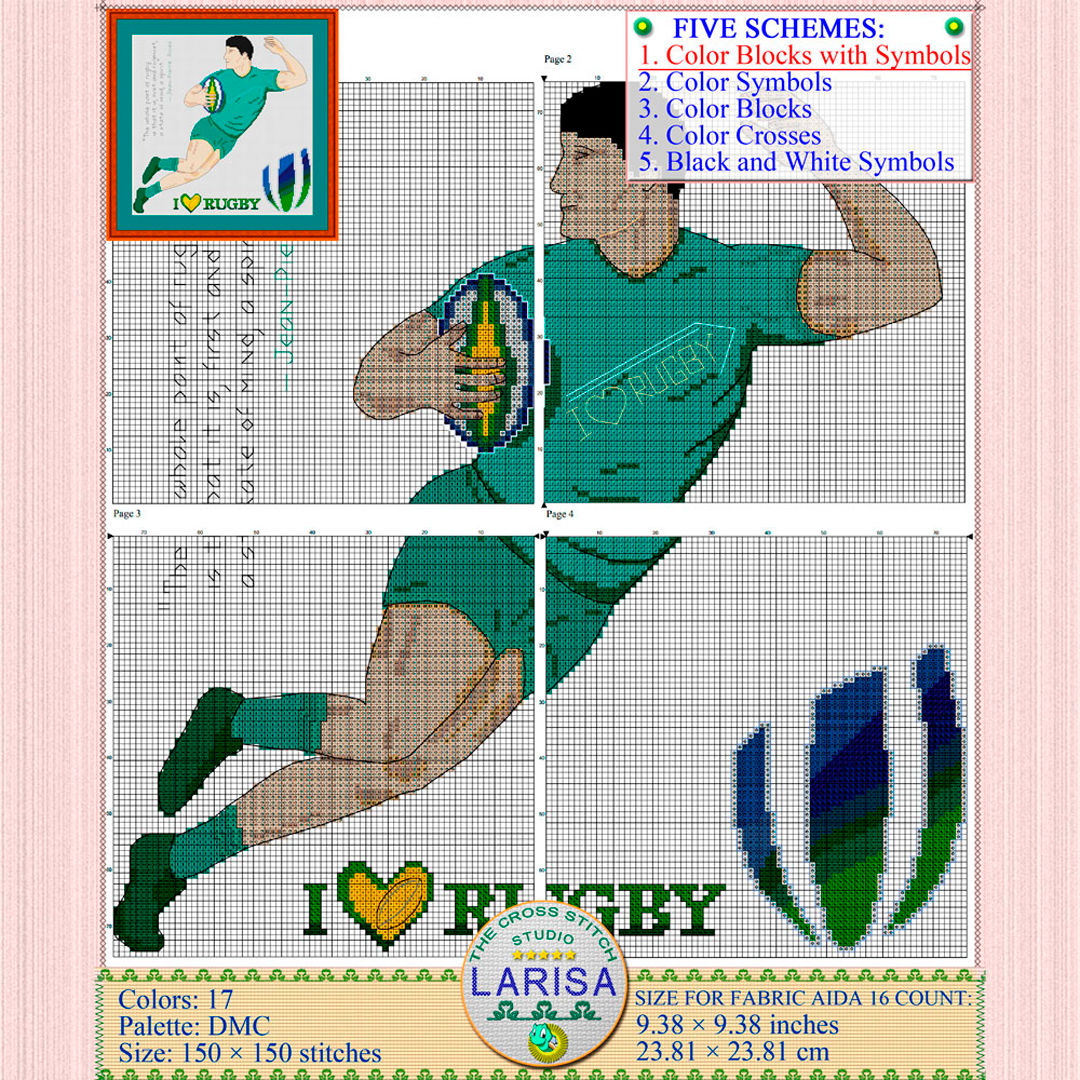 Rugby Cross Stitch Pattern | Rugby Union - Inspire Uplift
