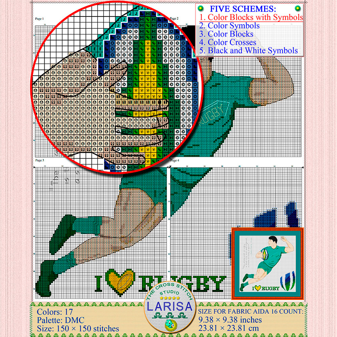 Rugby Cross Stitch Pattern | Rugby Union - Inspire Uplift