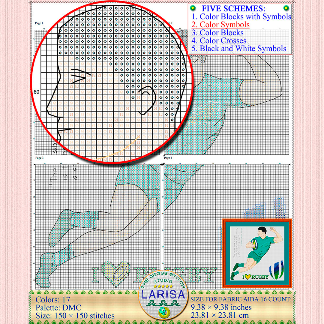 Rugby Cross Stitch Pattern | Rugby Union - Inspire Uplift