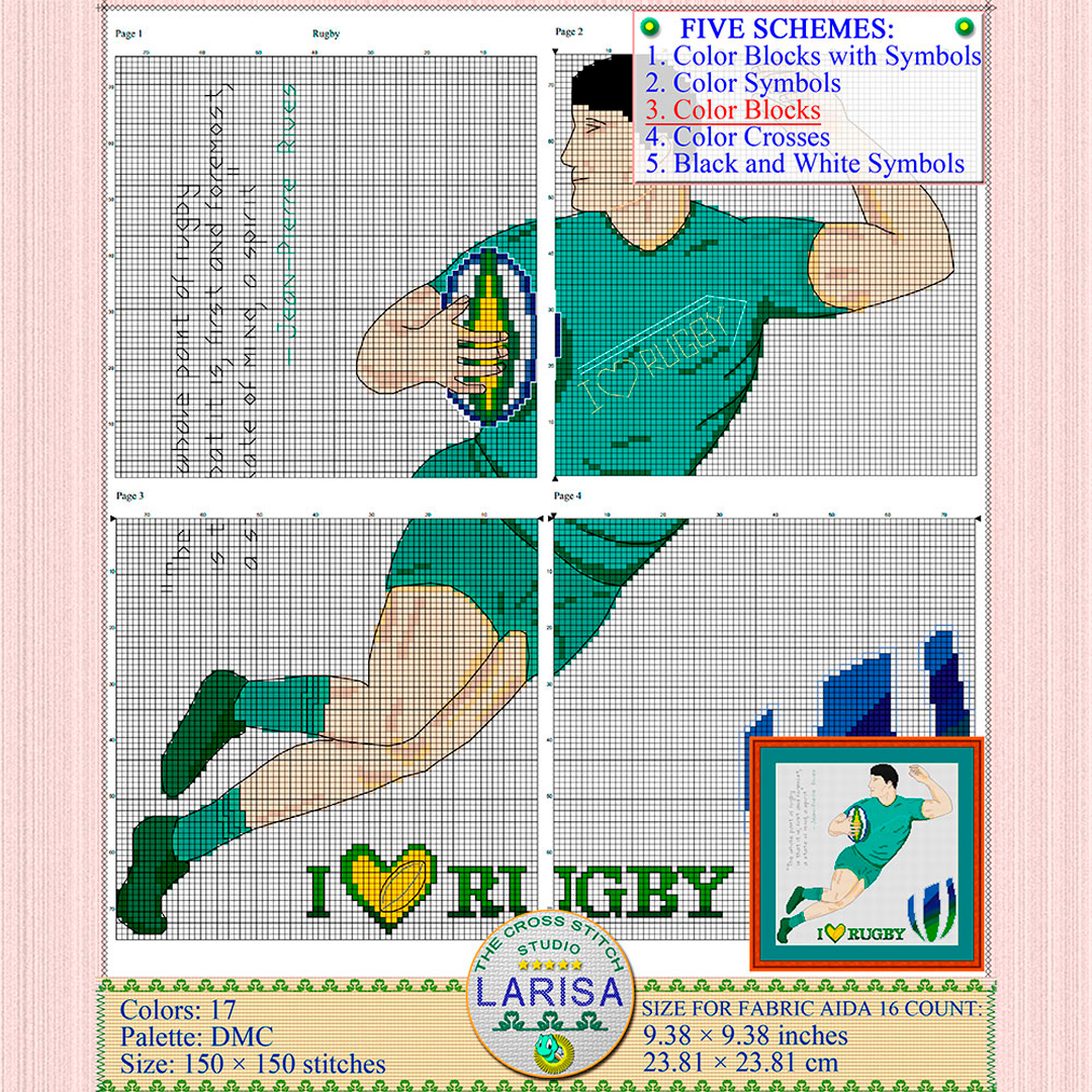 Rugby Cross Stitch Pattern | Rugby Union - Inspire Uplift