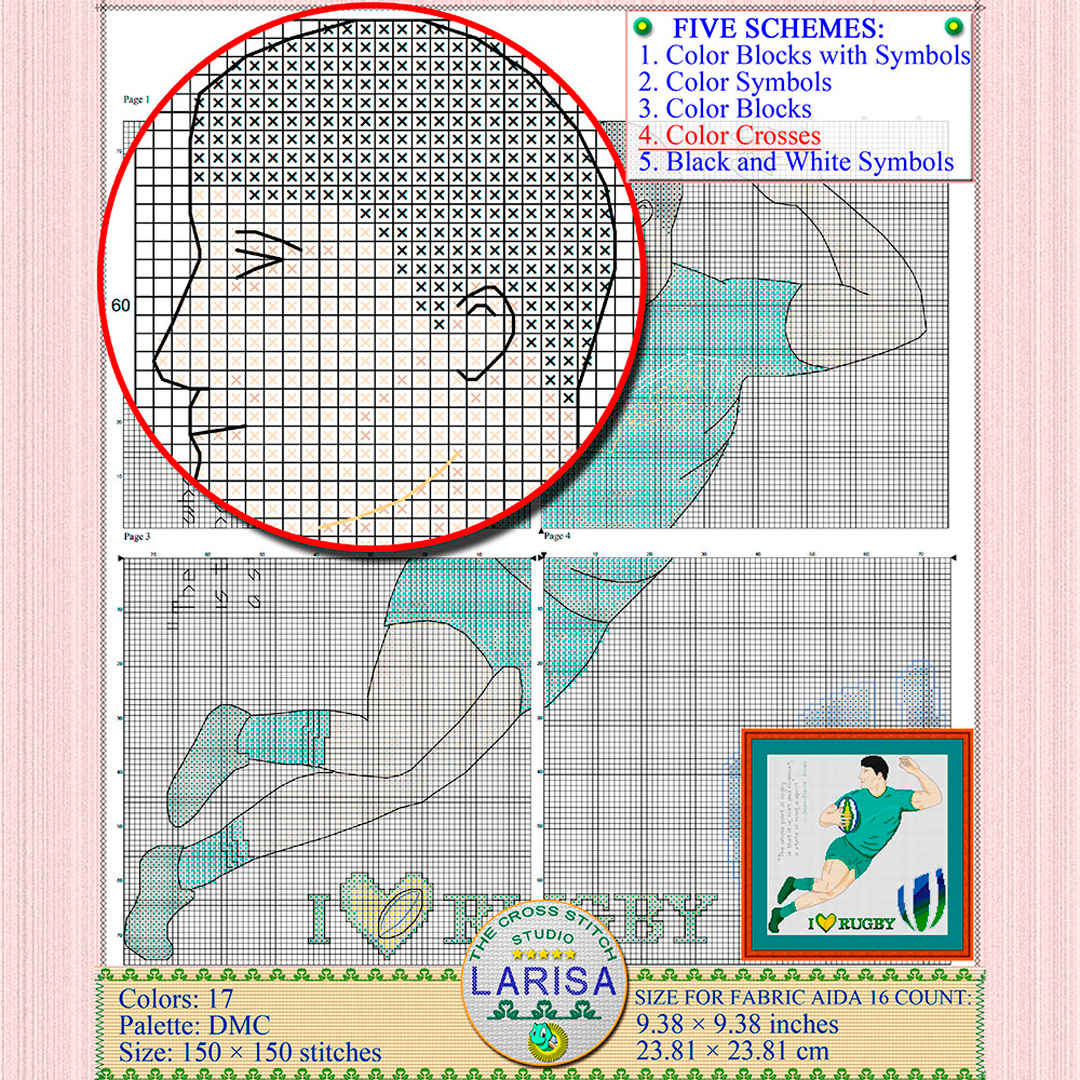 Rugby Cross Stitch Pattern | Rugby Union - Inspire Uplift