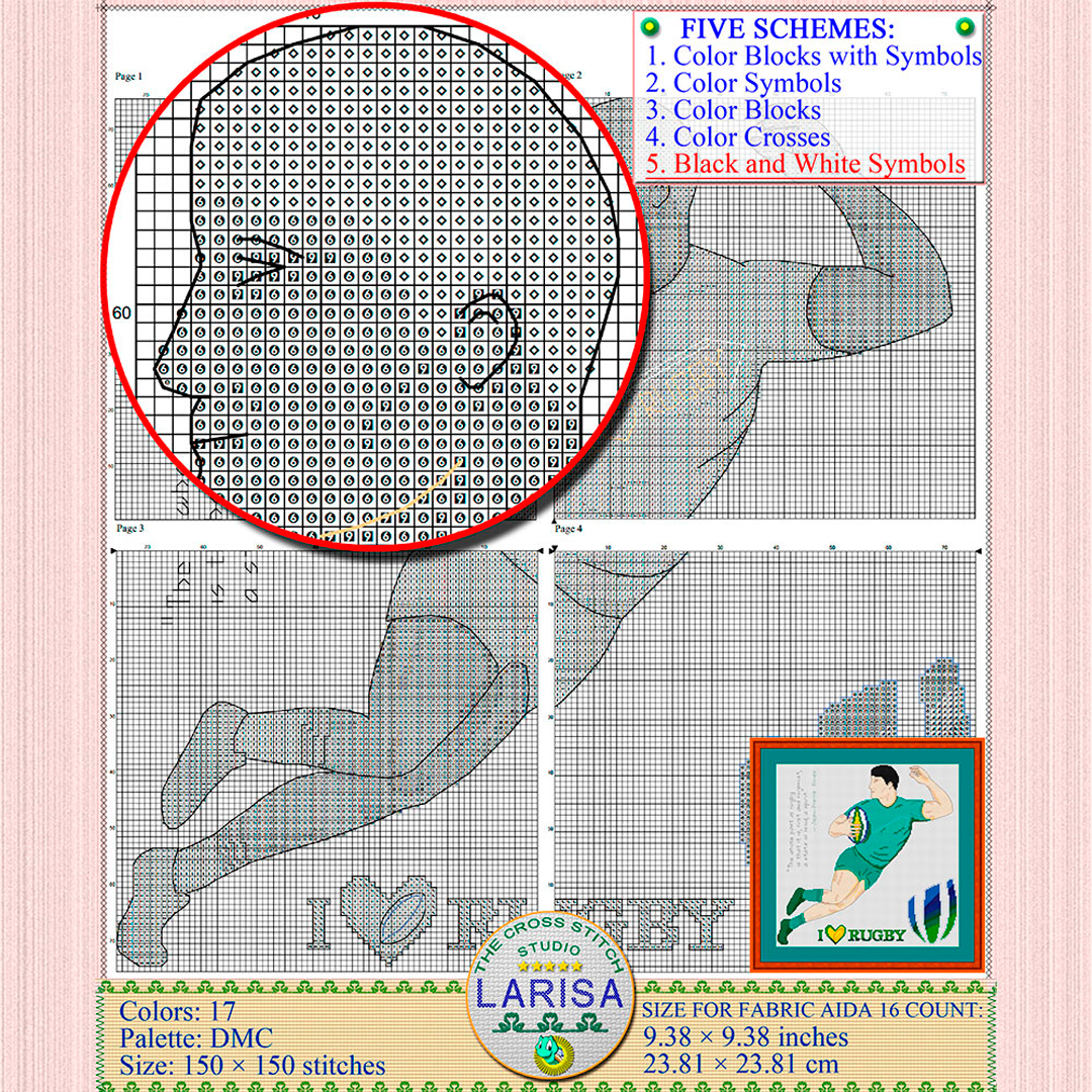 Rugby Cross Stitch Pattern | Rugby Union - Inspire Uplift