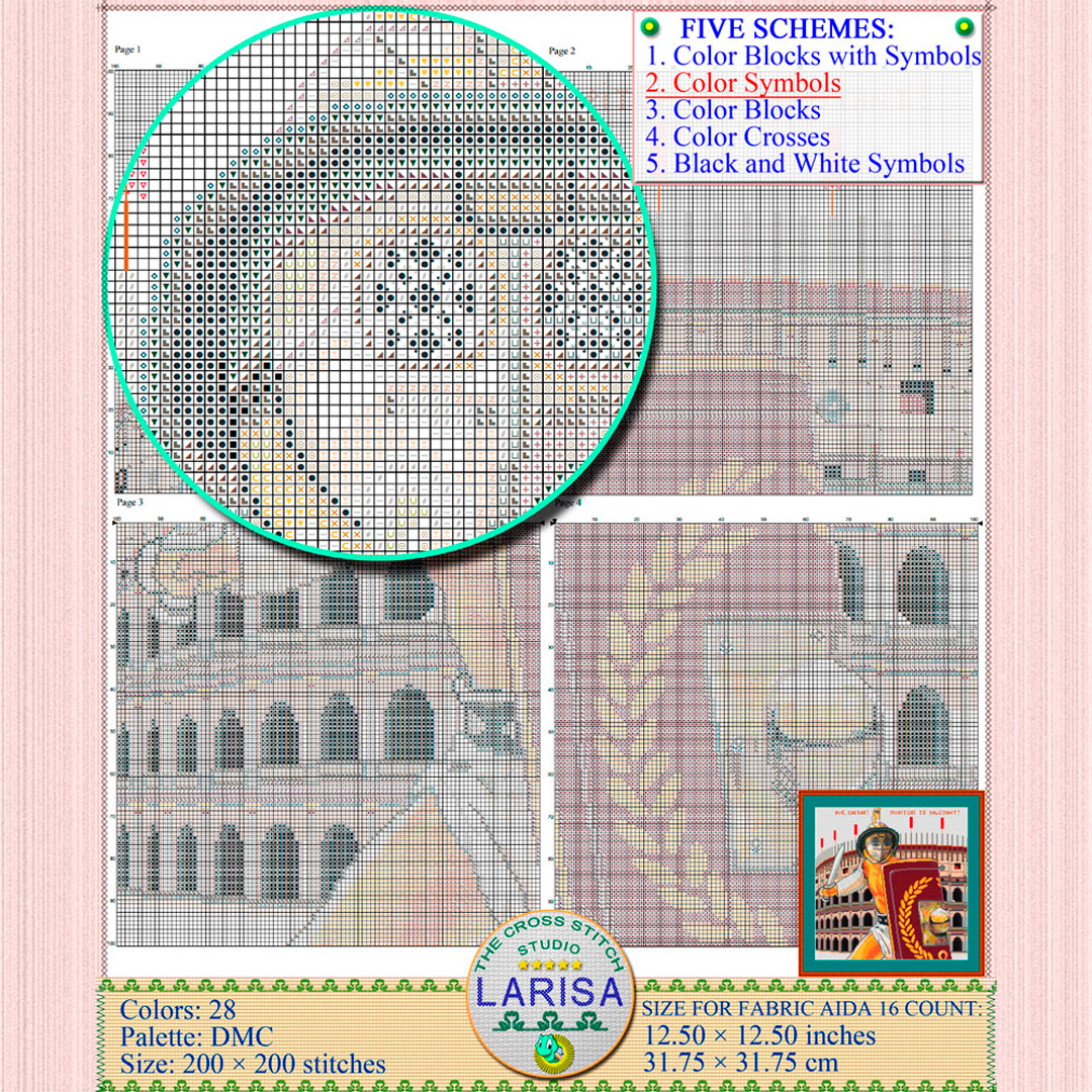 Gladiator Cross Stitch Pattern | Murmillo | Colosseum - Inspire Uplift