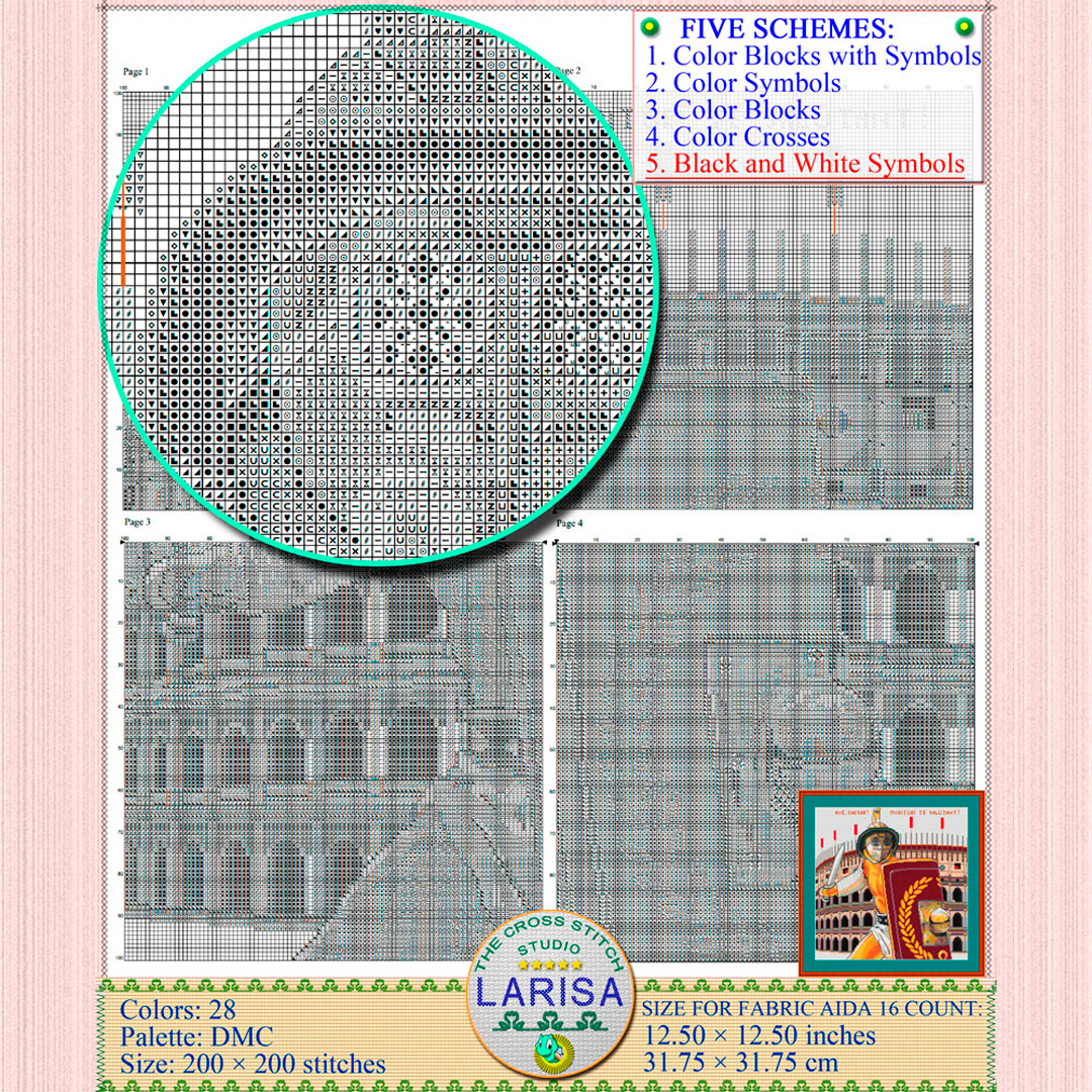 Gladiator Cross Stitch Pattern | Murmillo | Colosseum - Inspire Uplift