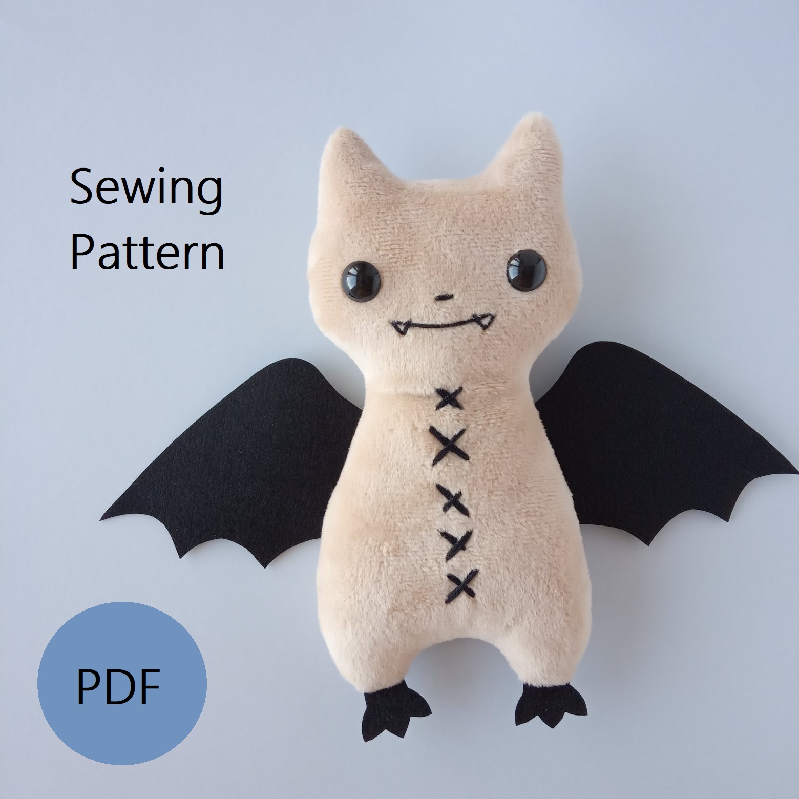 Plush bat sewing pattern PDF Bat doll step-by-step tutotrial - Inspire ...