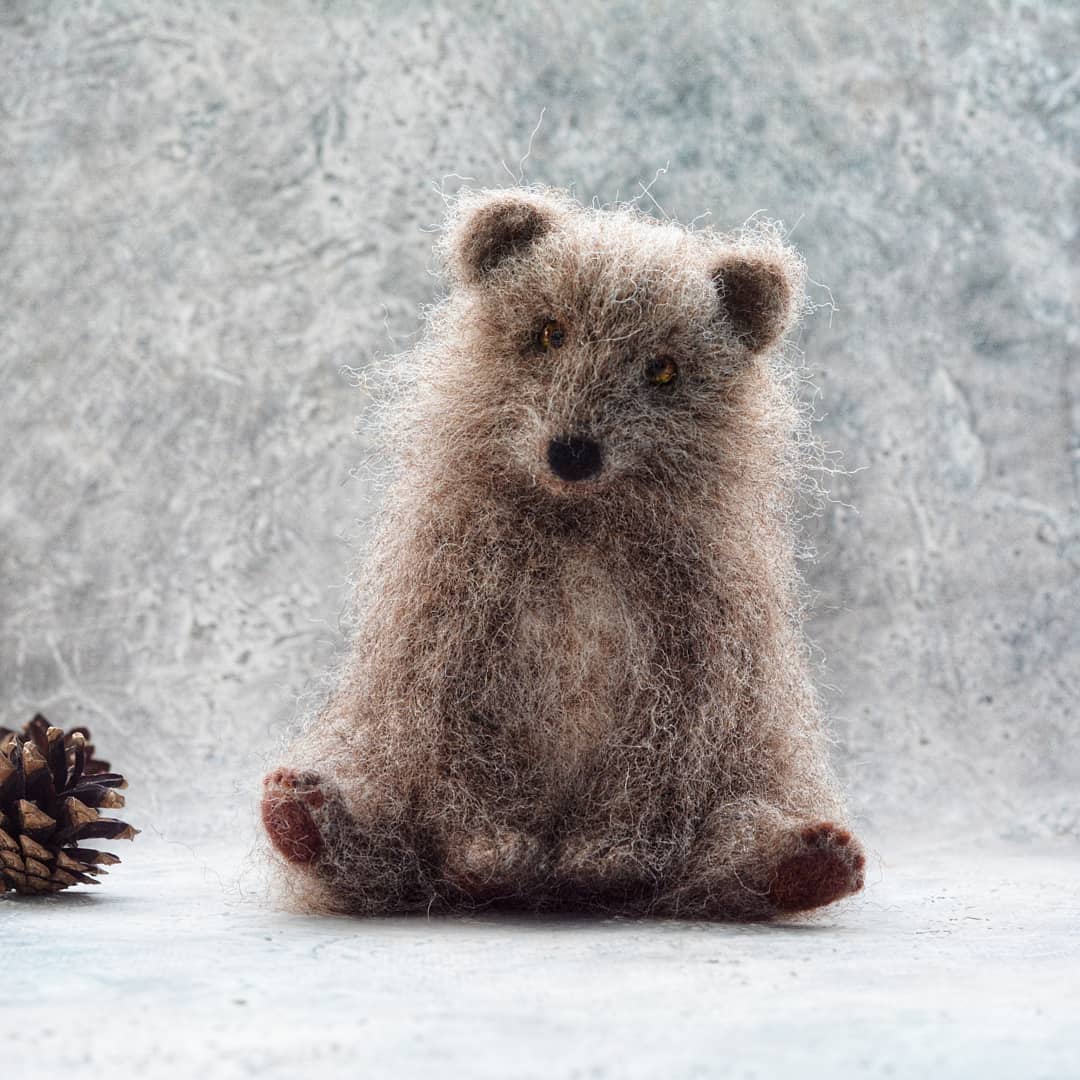 Needle felted bear/Realistic animal/Needle felted animal - Inspire Uplift