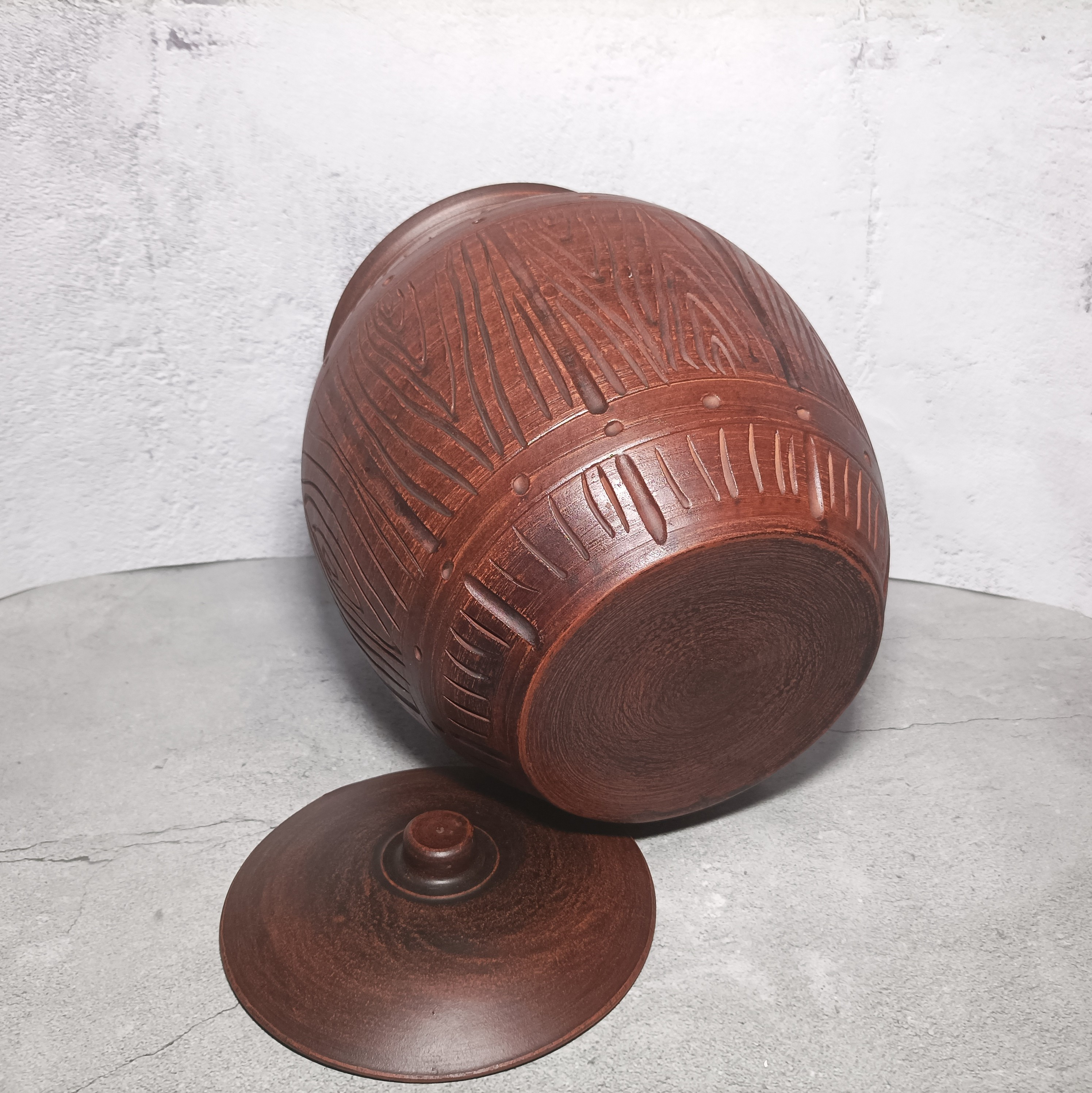 Pottery large cooking pot 304.32 fl.oz Handmade casserole wi - Inspire ...