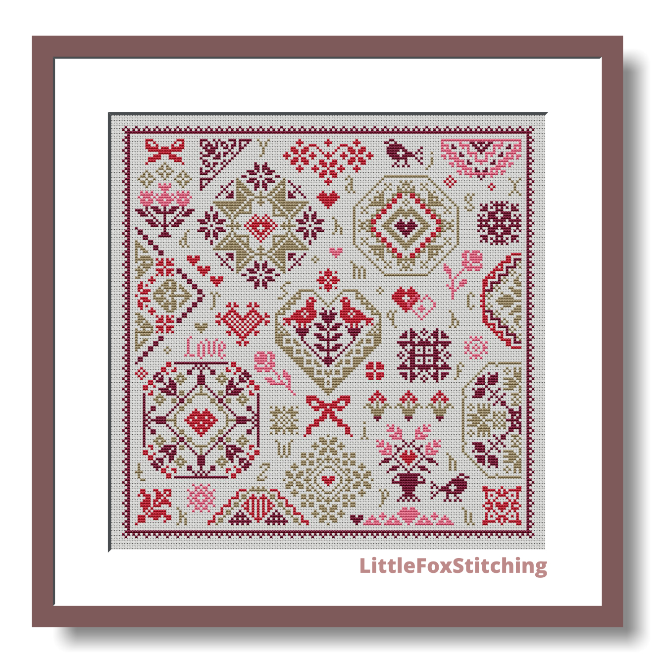 Quaker Love Cross Stitch Pattern Modern Folk - Inspire Uplift