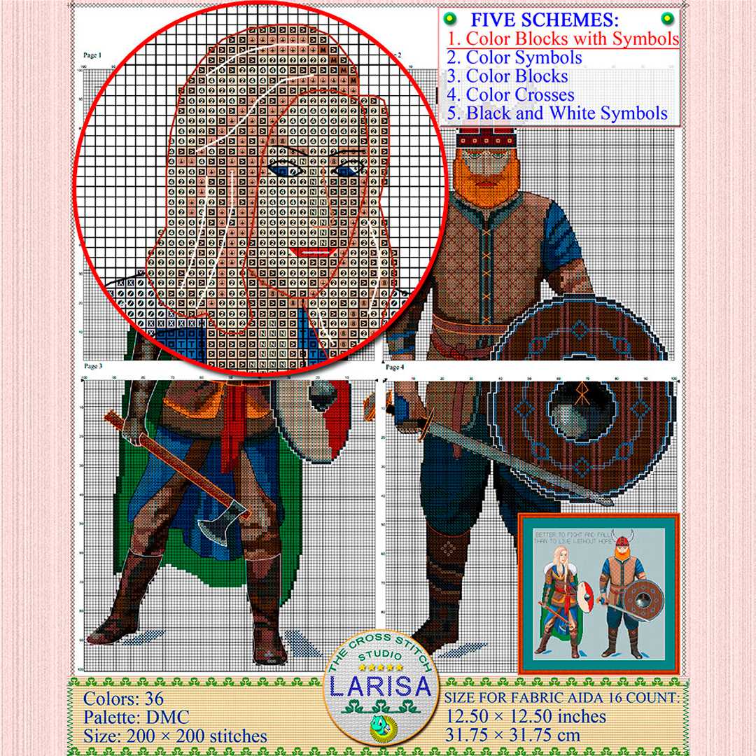 Vikings Cross Stitch Pattern | Viking Warriors | Konung - Inspire Uplift