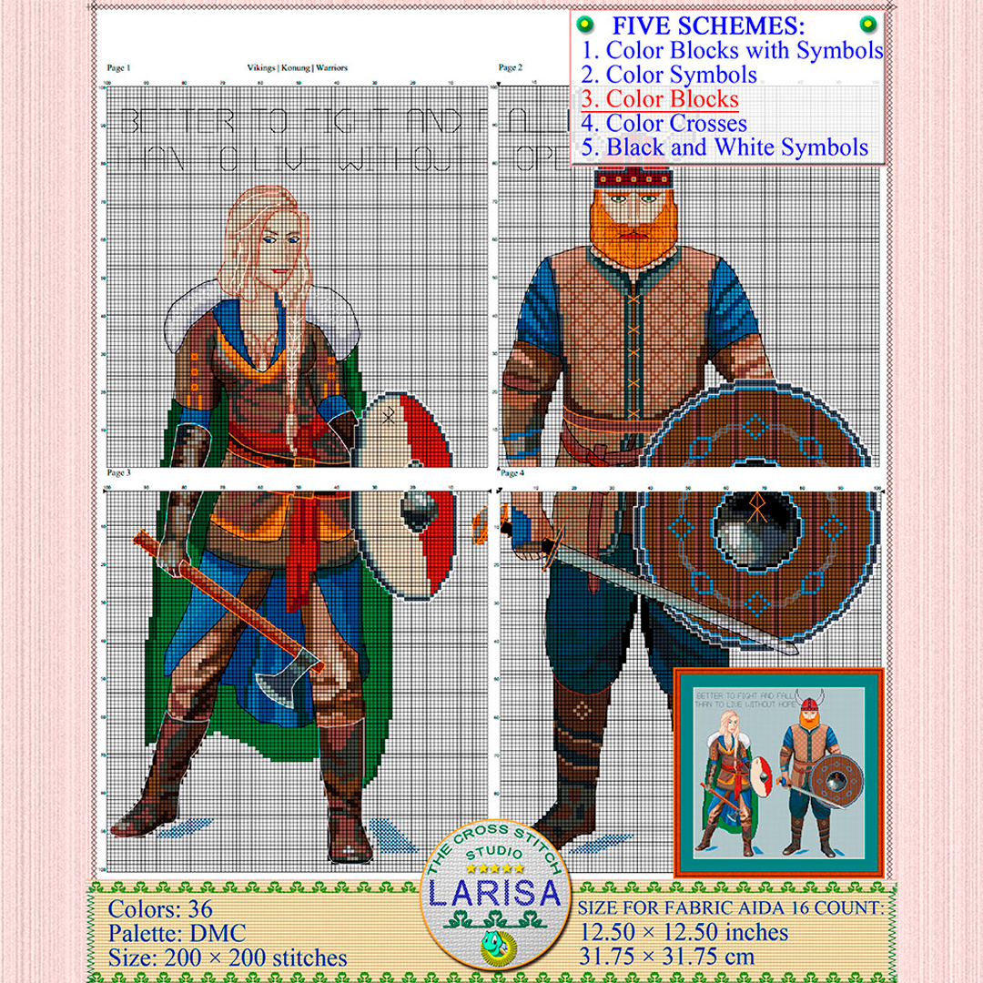 Vikings Cross Stitch Pattern | Viking Warriors | Konung - Inspire Uplift