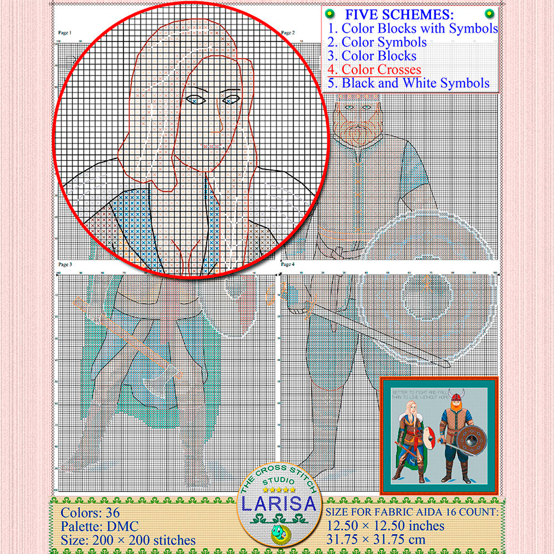 Vikings Cross Stitch Pattern | Viking Warriors | Konung - Inspire Uplift