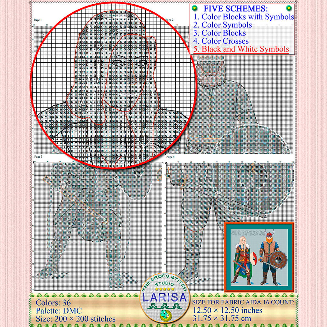 Vikings Cross Stitch Pattern | Viking Warriors | Konung - Inspire Uplift