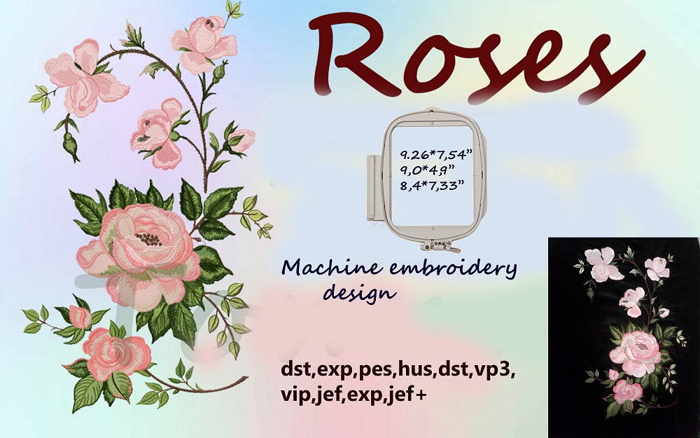 Roses set 8x12 Machine Embroidery Design DIGITAL EMBROIDERY | Inspire ...