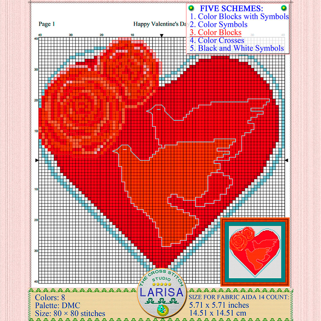 Happy Valentine’s Day Cross Stitch Pattern - Inspire Uplift