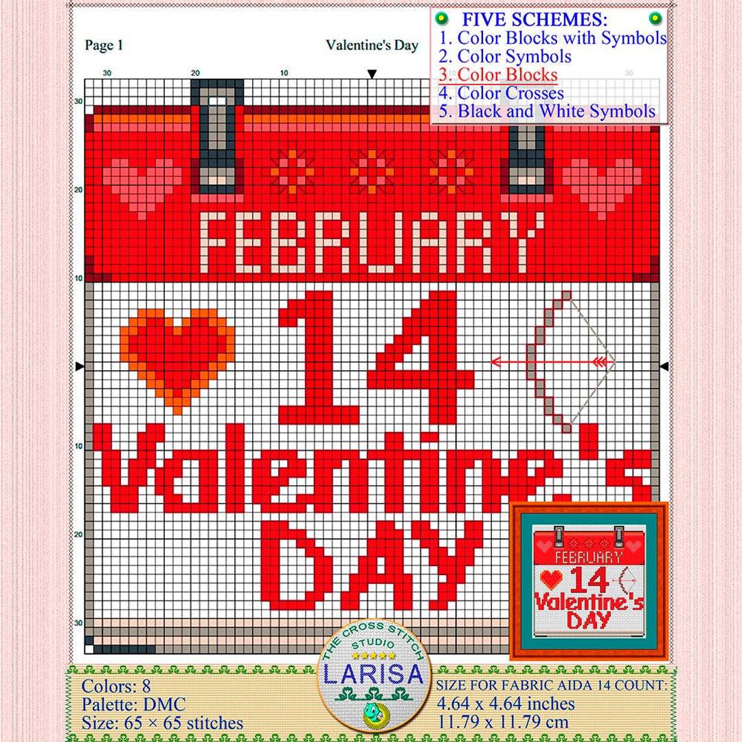 Valentine’s Day Cross Stitch Pattern - Inspire Uplift