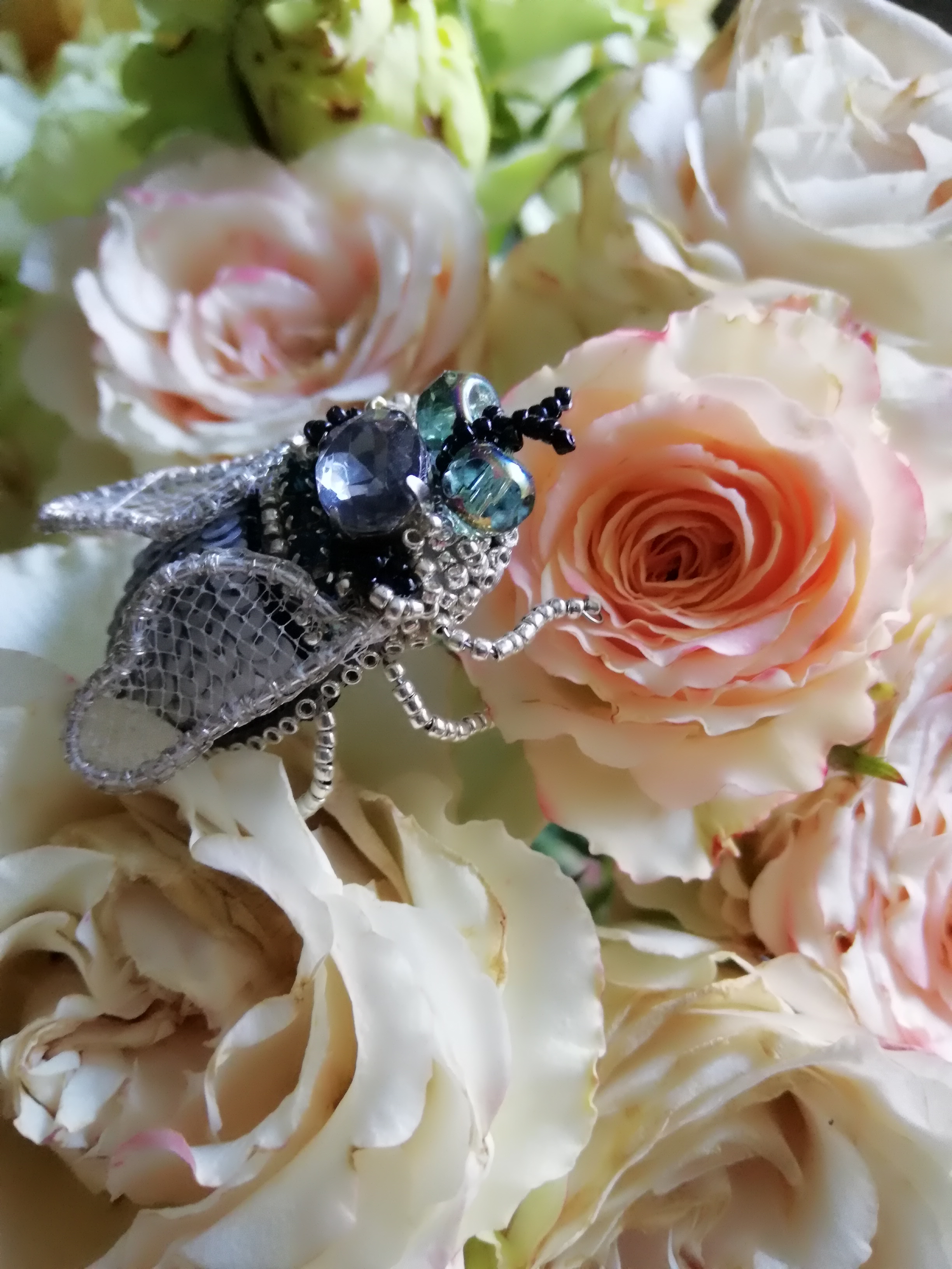 Bead Insect Brooch , Fly insect Brooch , Brooch Beaded - Inspire Uplift