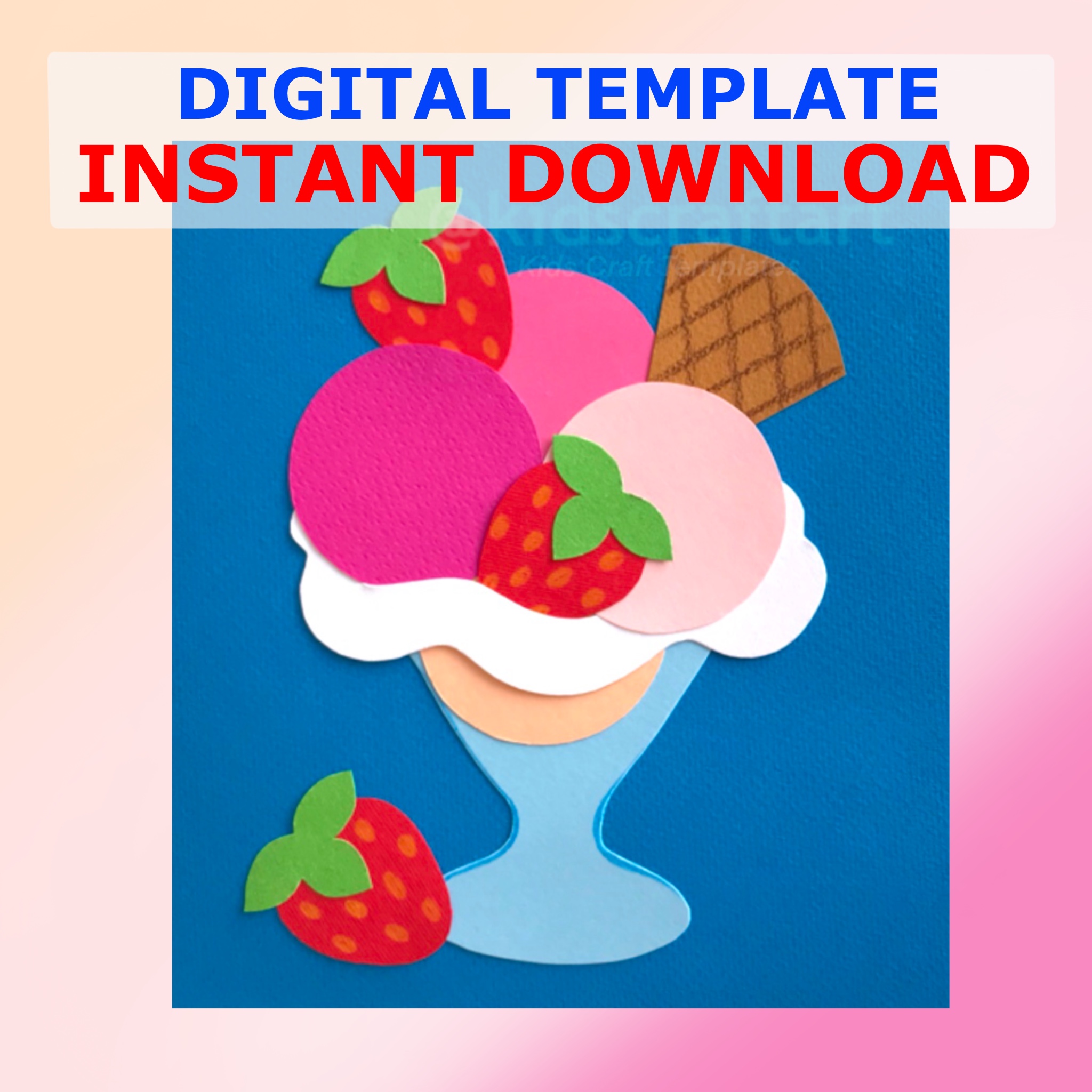 2D Shape Summer Strawberry Ice Cream Craft Sundae Beach Day | Inspire ...