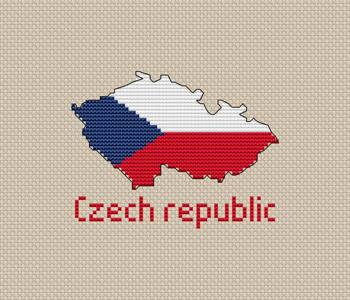Czech republic Map Cross Stitch pattern modern, Czechia Flag - Inspire ...