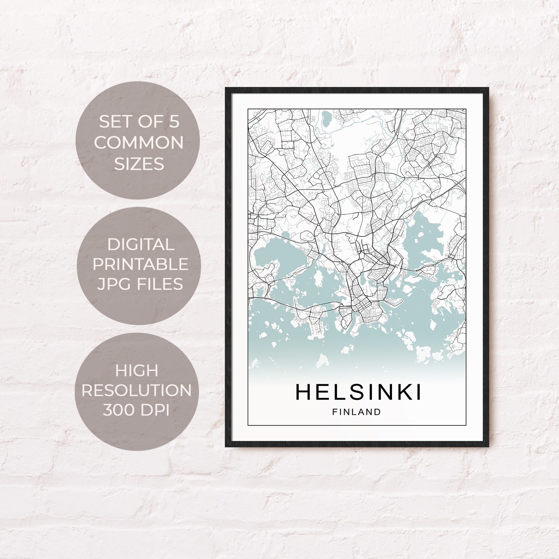 Helsinki DIGITAL Map Print | Helsinki DIGITAL DOWNLOAD Map | - Inspire ...