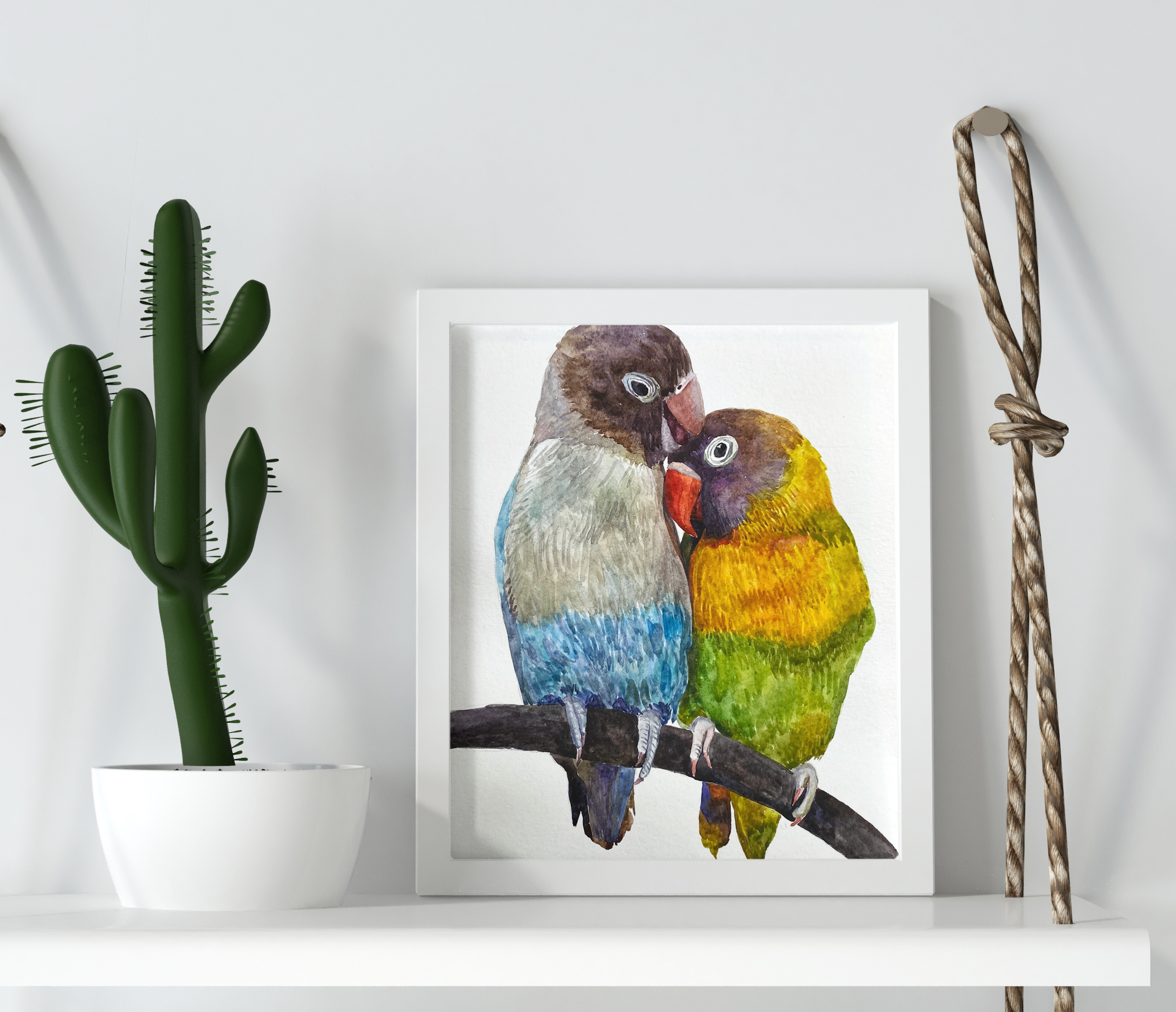 Parrots - whispering birds original hand-painted watercolor | Inspire ...