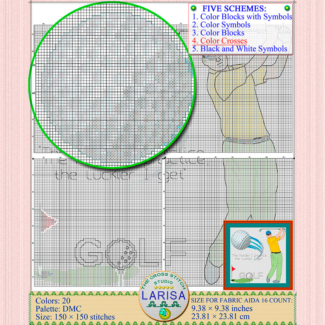 Golf Cross Stitch Pattern | Golfer | Golfing - Inspire Uplift