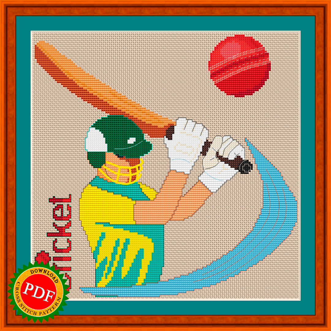 Cricket Cross Stitch Pattern | Cricketer | Inspire Uplift