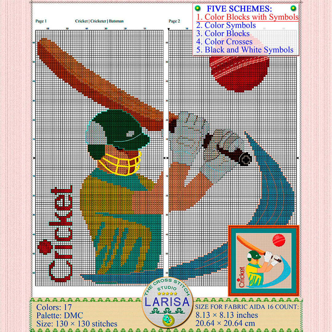 Cricket Cross Stitch Pattern | Cricketer - Inspire Uplift