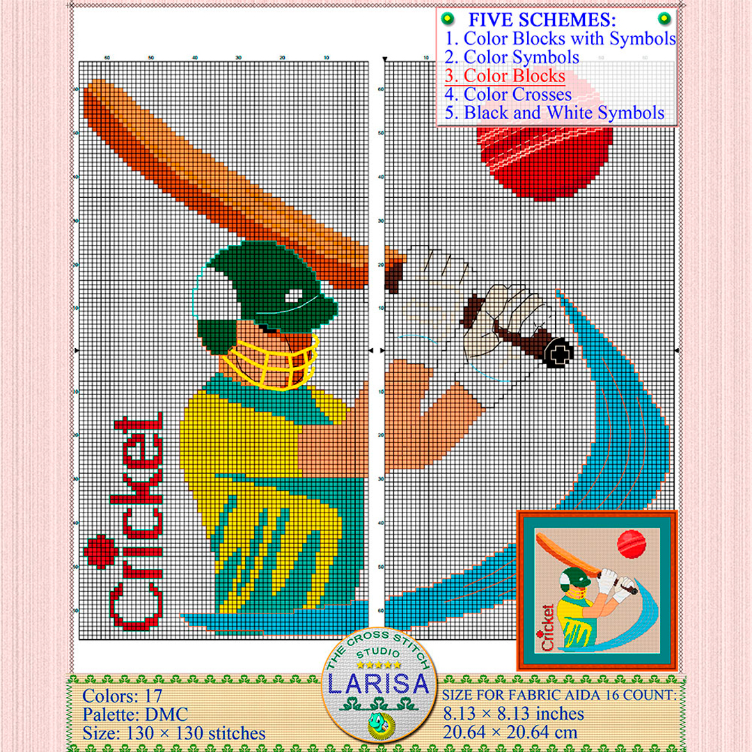 Cricket Cross Stitch Pattern | Cricketer - Inspire Uplift