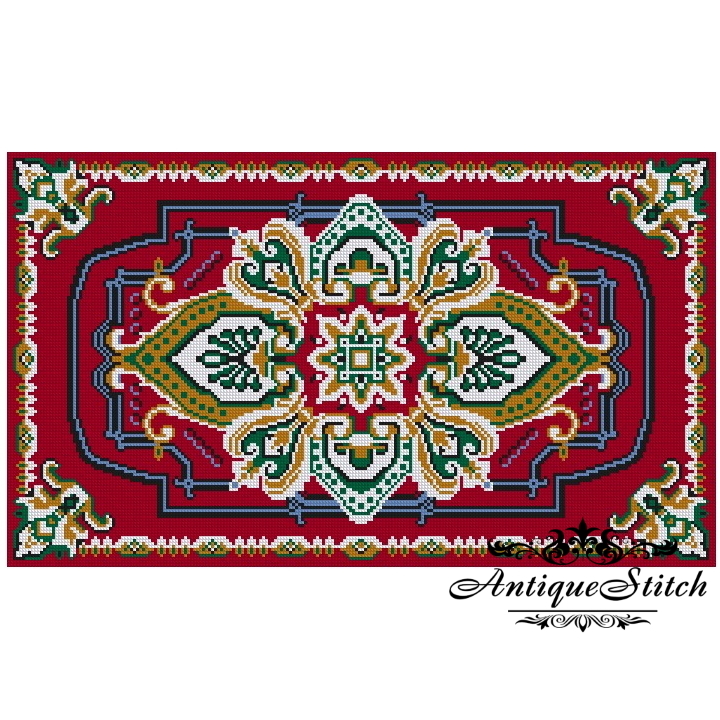 Carpet #7 Antique Needlepoint Rug Cross Stitch Pattern PDF - Inspire Uplift