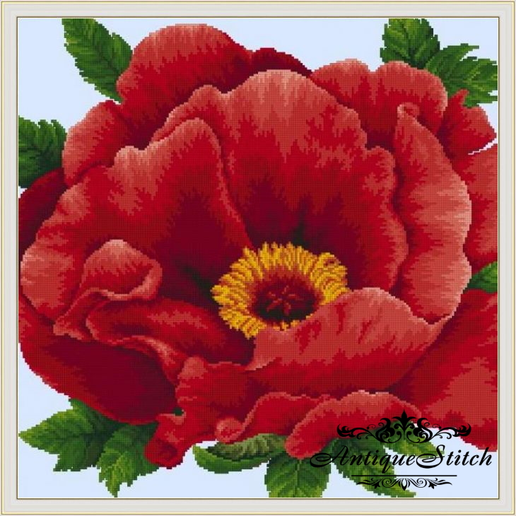 Poppy Cross Stitch Pattern PDF Modern Beautiful Pillow Flowe | Inspire ...