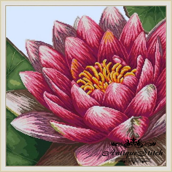 Lotus Cross Stitch Pattern PDF Modern Beautiful Pillow Flowe | Inspire ...