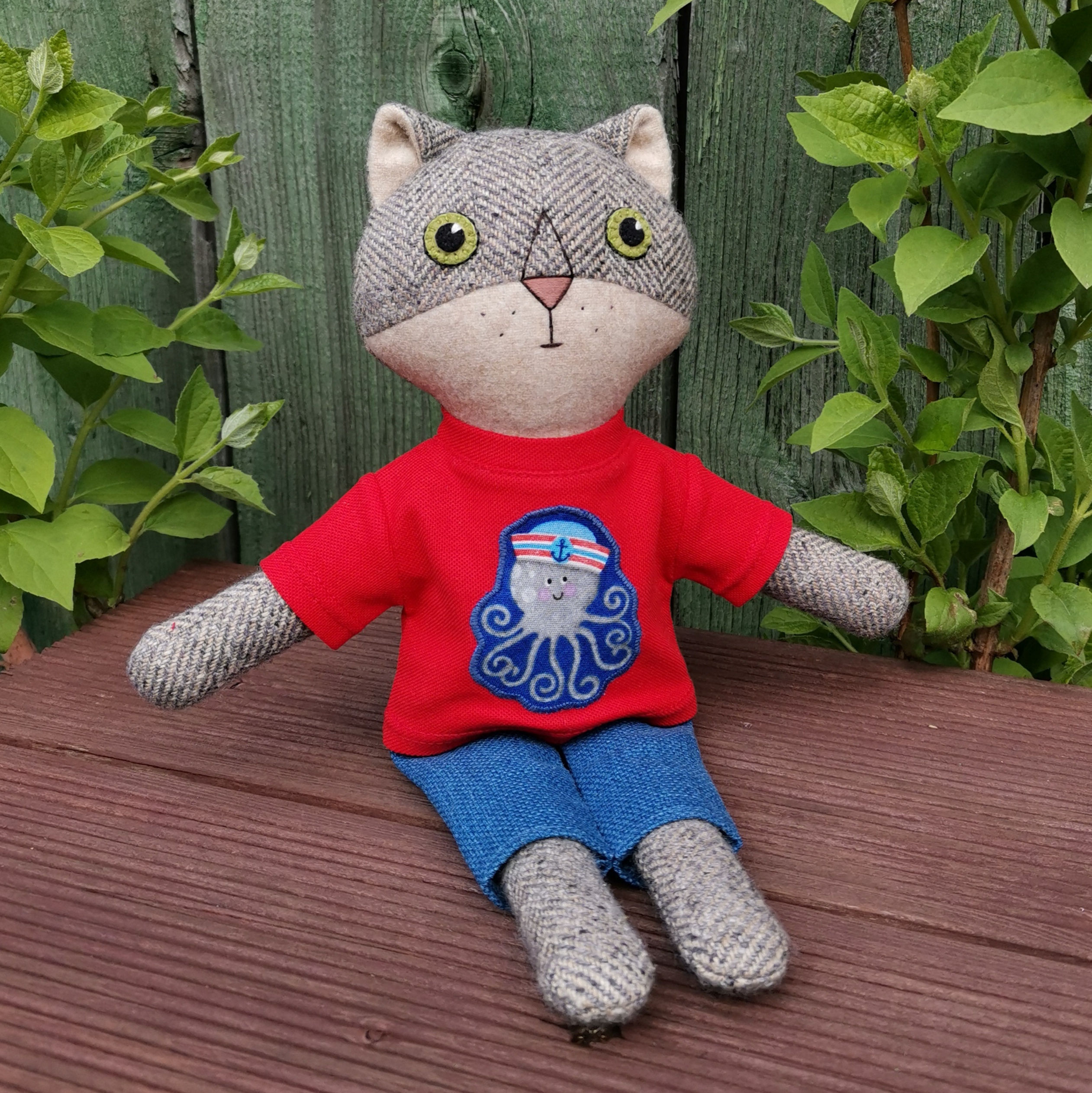 Gray tabby cat boy, handmade stuffed doll, cashmere plush to | Inspire ...