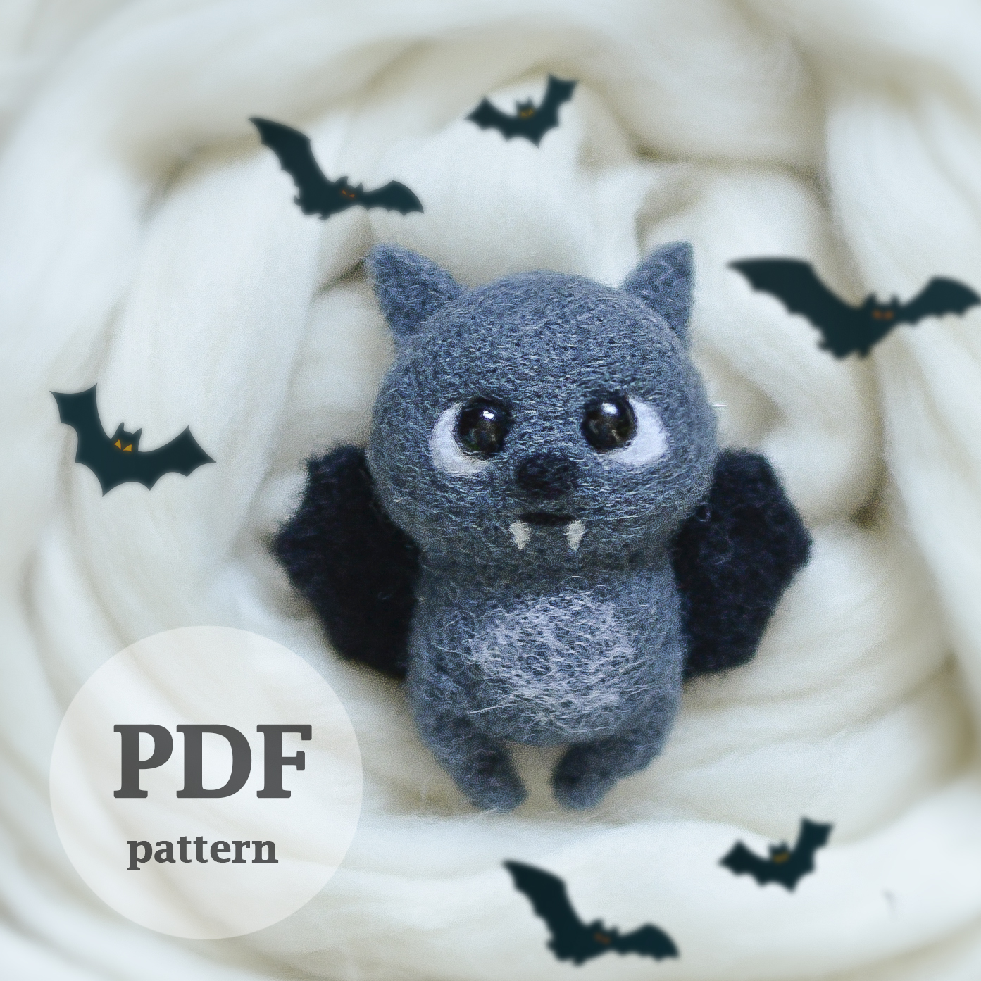 Diy craft bat brooch, felting pattern PDF, Felting instructi | Inspire ...