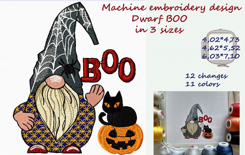 Machine Embroidery Design Dwarf Boo 3 Sizes DIGITAL EMBROID | Inspire ...