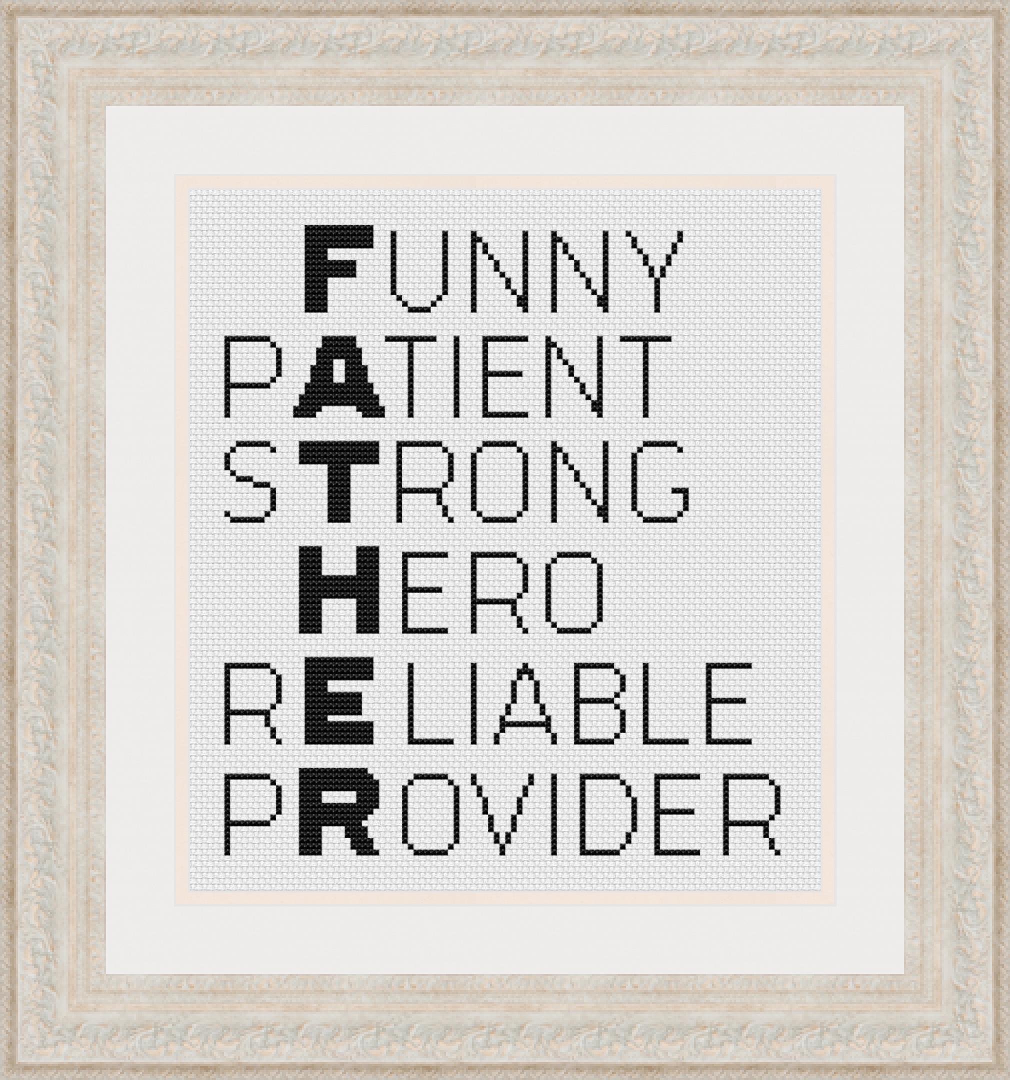 Father's Day Cross Stitch Pattern PDF, Father Cross Stitch - Inspire Uplift