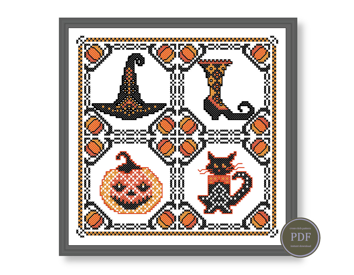 Sampler Halloween Cross Stitch Pattern Spooky Halloween PDF | Inspire ...
