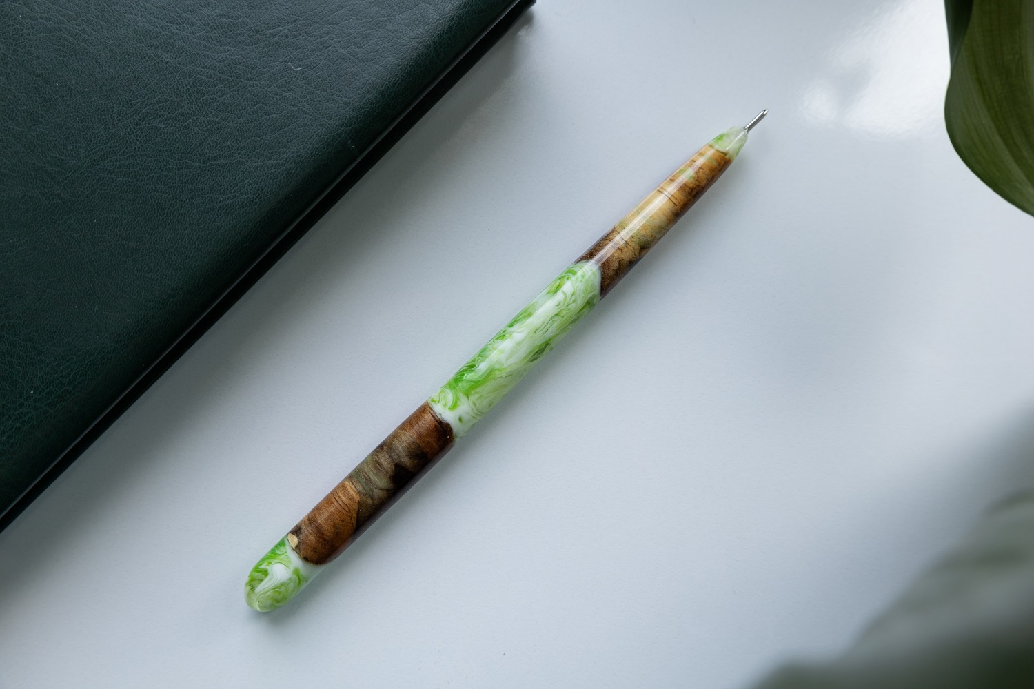 Green ballpoint pen wood and resin. Unique gift pen. | Inspire Uplift
