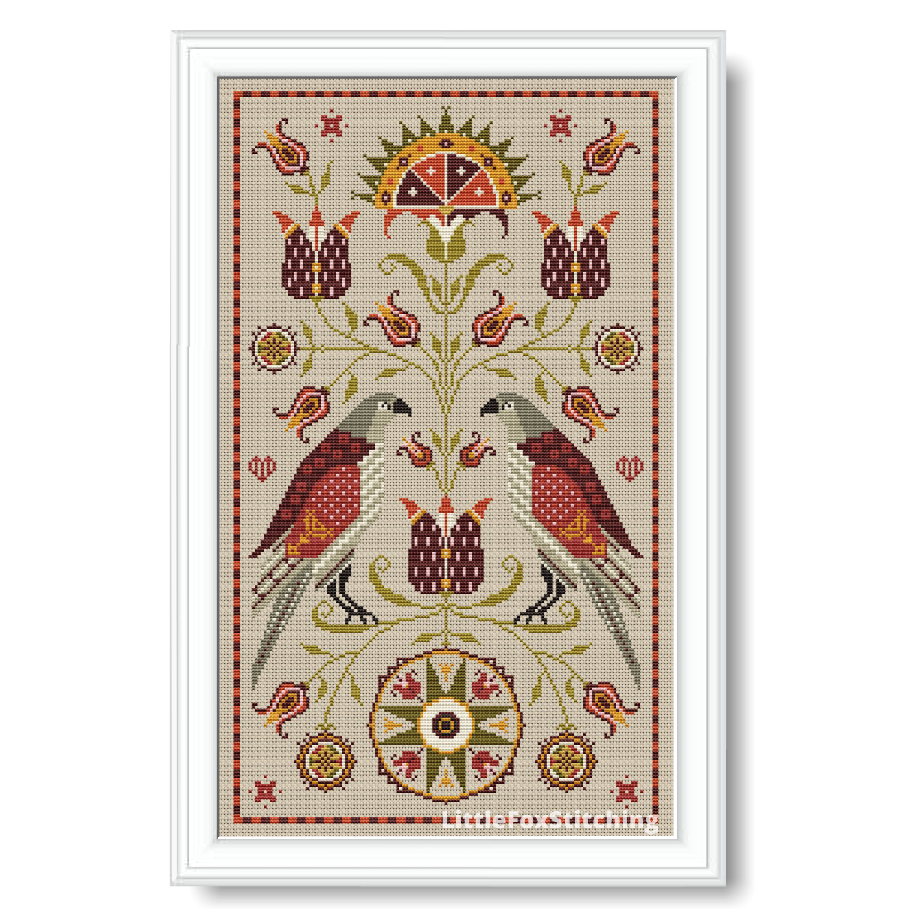 Fraktur Falcons Cross Stitch Pattern - Inspire Uplift