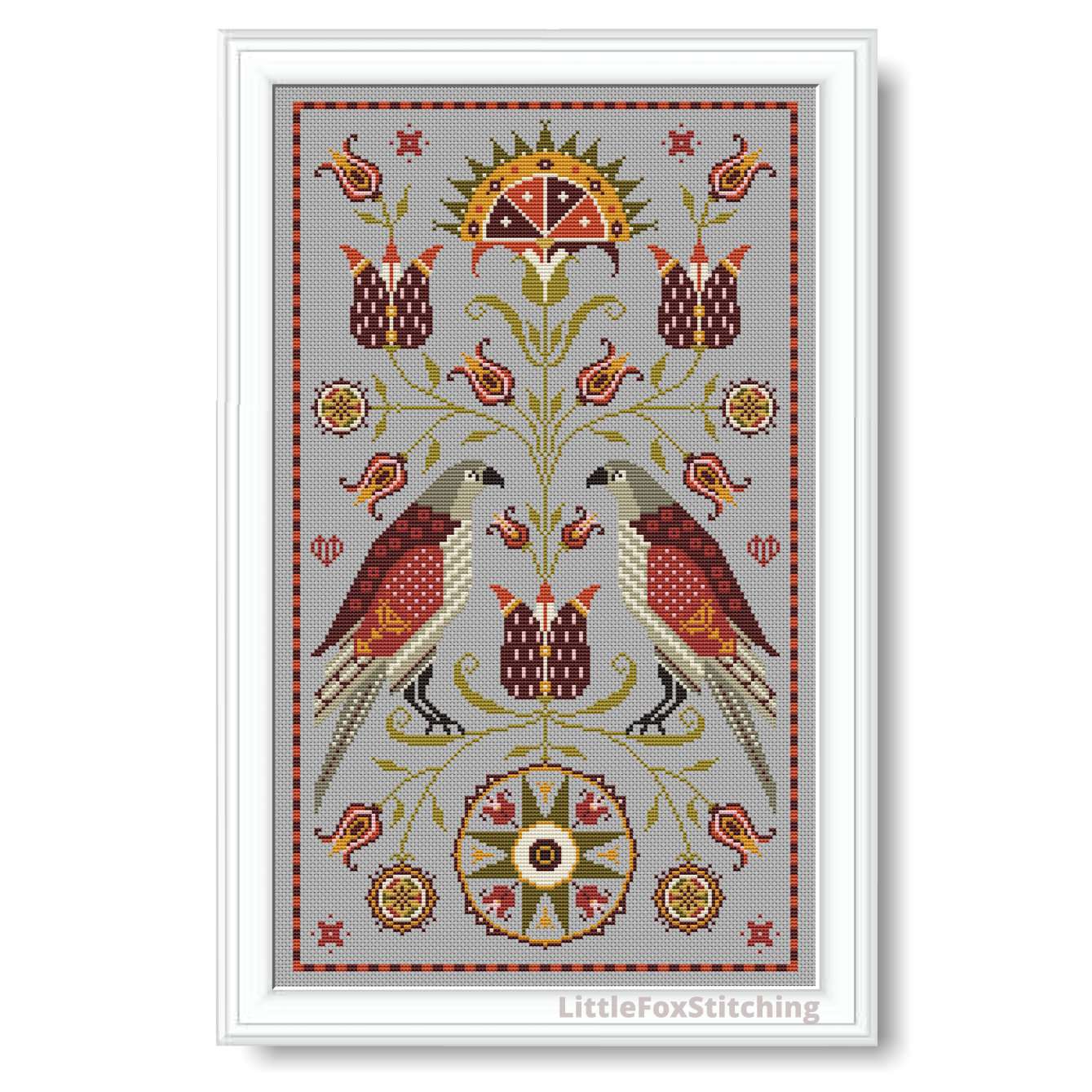 Fraktur Falcons Cross Stitch Pattern - Inspire Uplift
