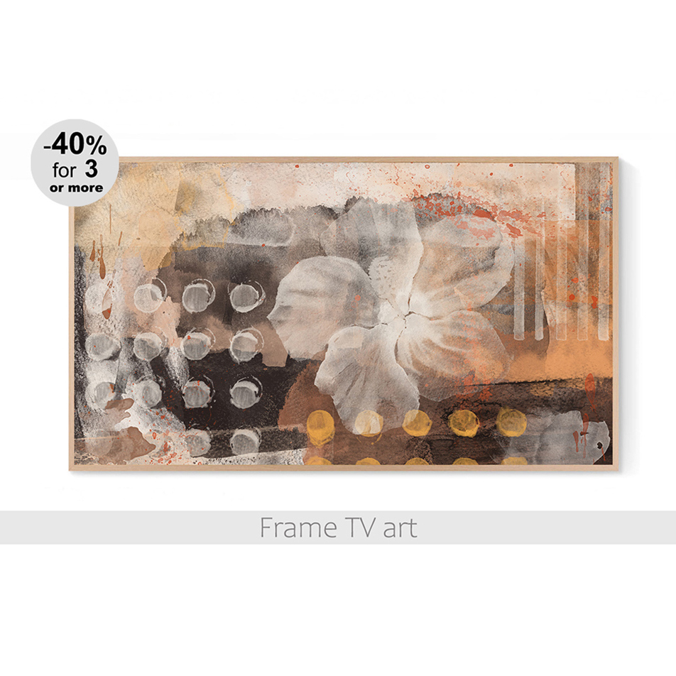 Frame TV art abstract painting, Samsung Frame TV art beige m - Inspire ...