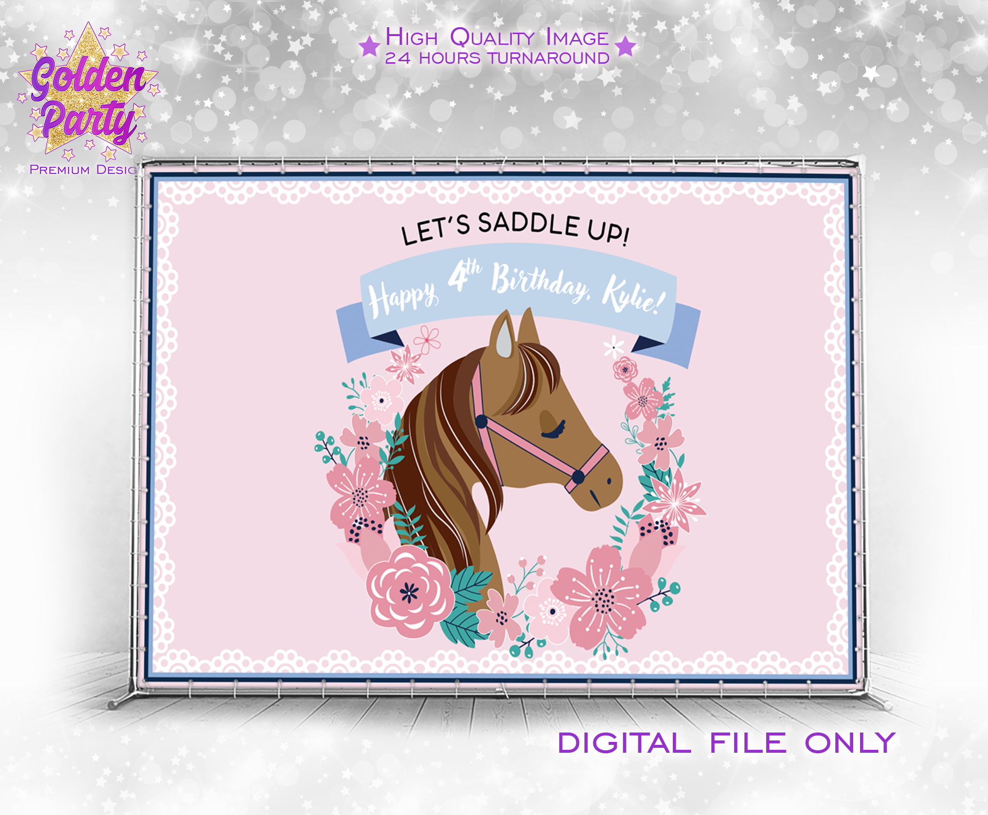 Saddle Up custom backdrop, Cute horse banner, Saddle up part - Inspire ...