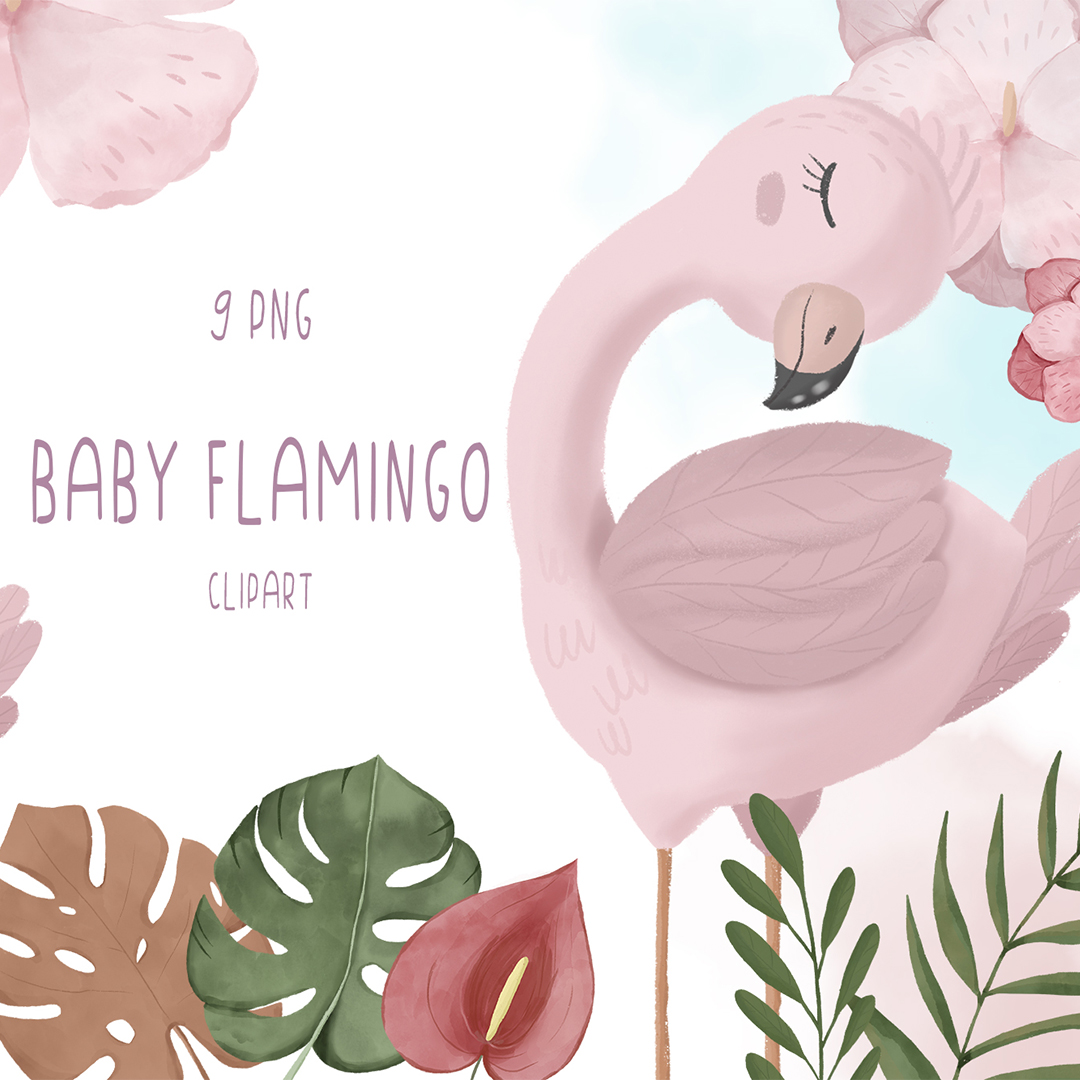 Watercolor pink flamingo clipart PNG and seamless pattern | Inspire Uplift