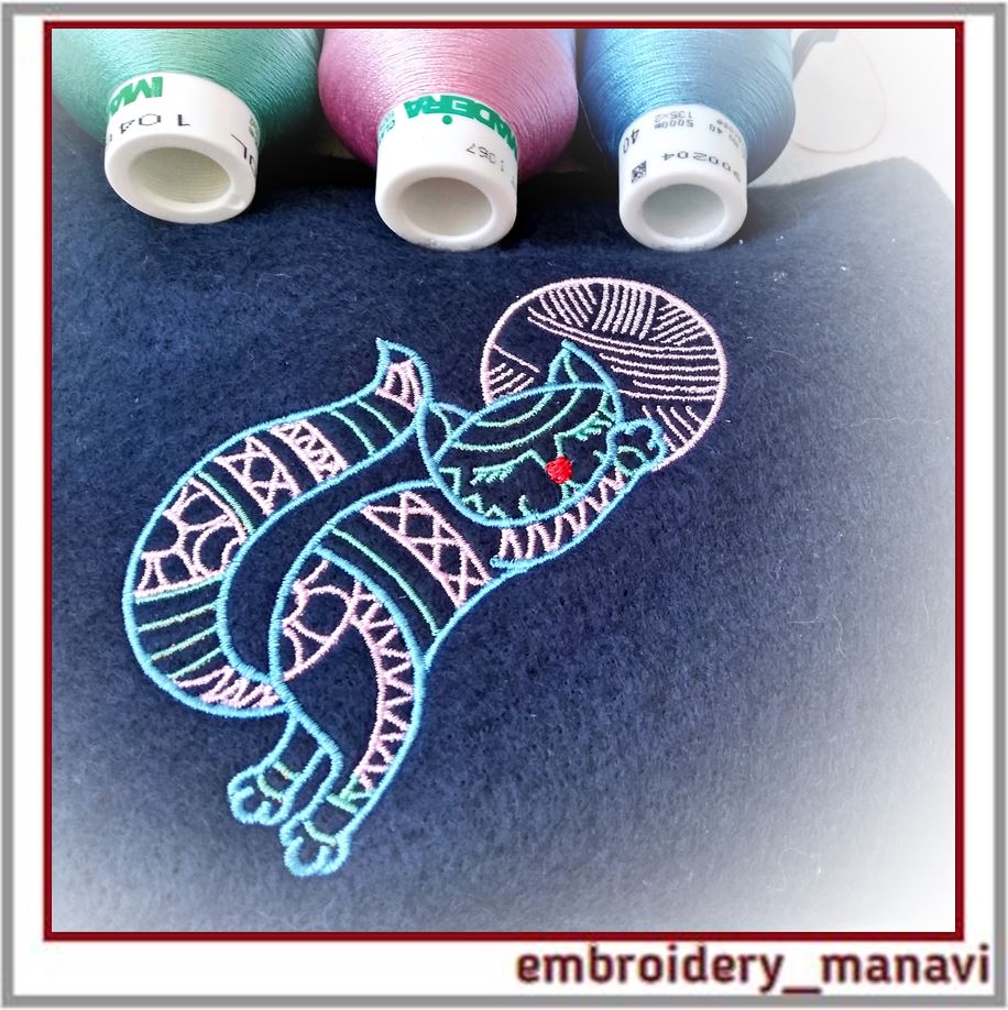 Embroidery design Outline of cat with body filling pattern. - Inspire ...