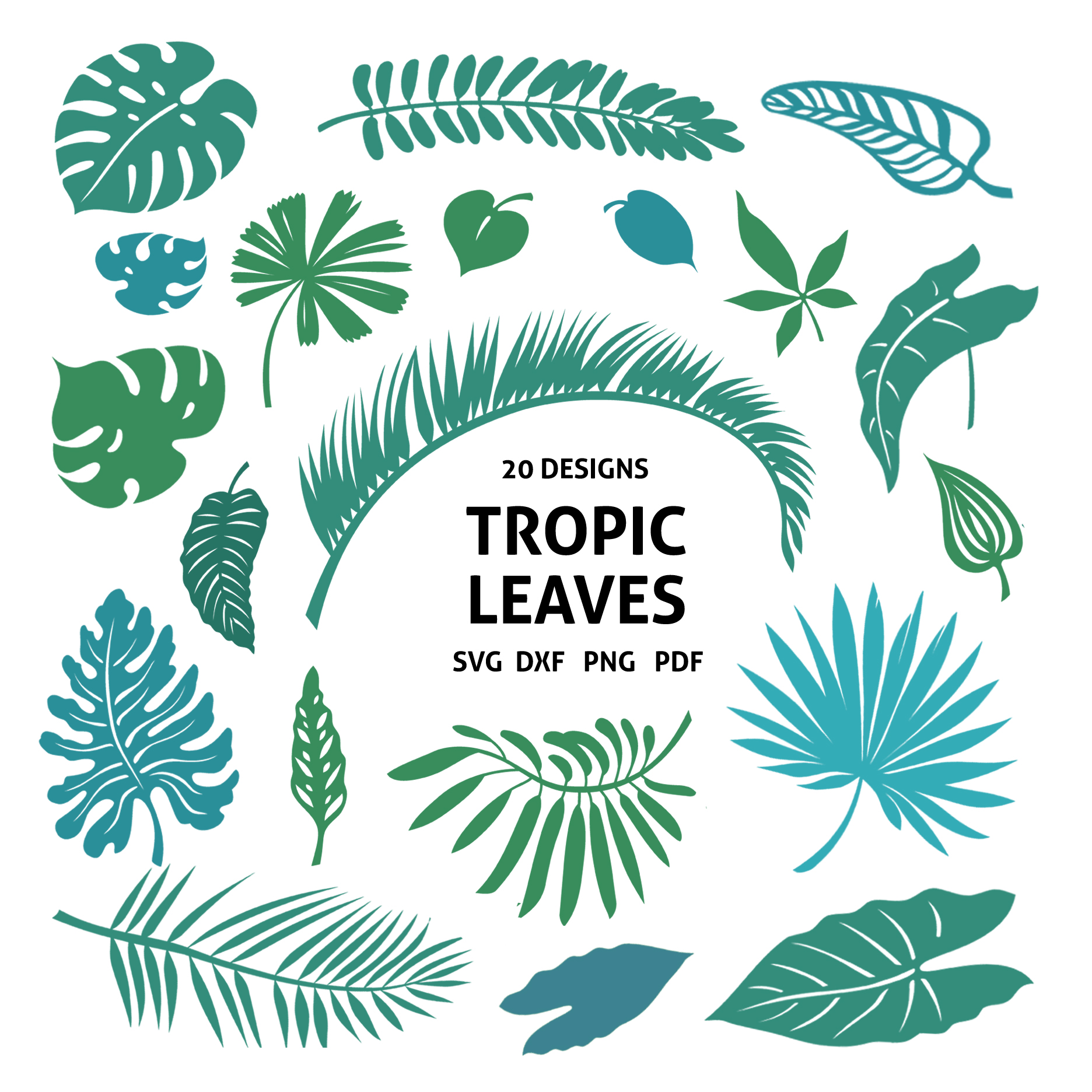 Tropical Leaves SVG Bundle, Cut Files - Inspire Uplift