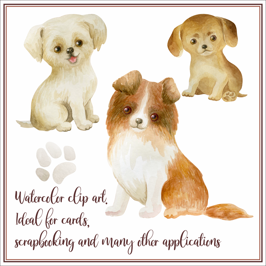 Cute Puppies Illustrations | Watercolor Dog Clipart - Inspire Uplift