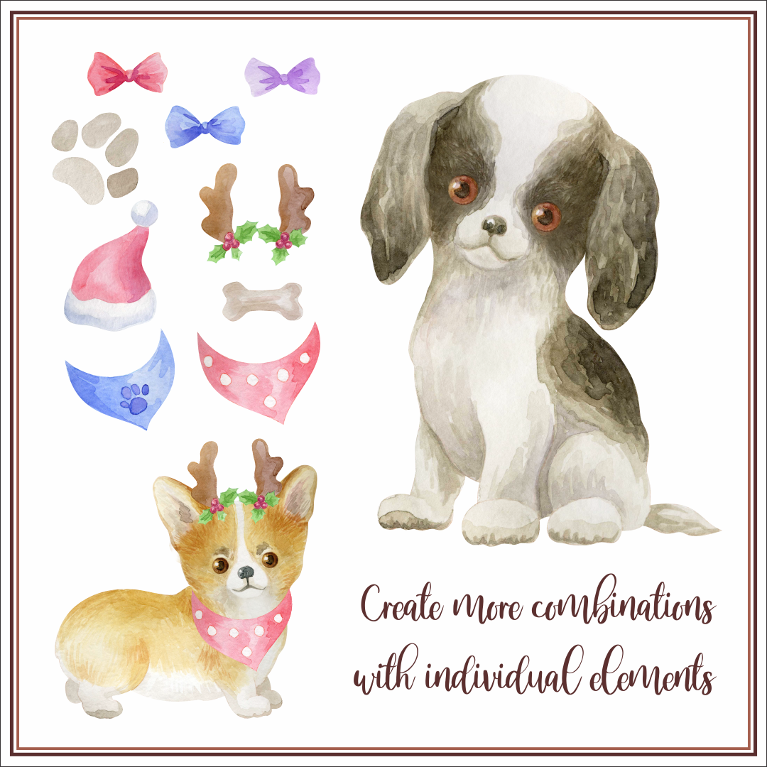 Cute Puppies Illustrations | Watercolor Dog Clipart - Inspire Uplift