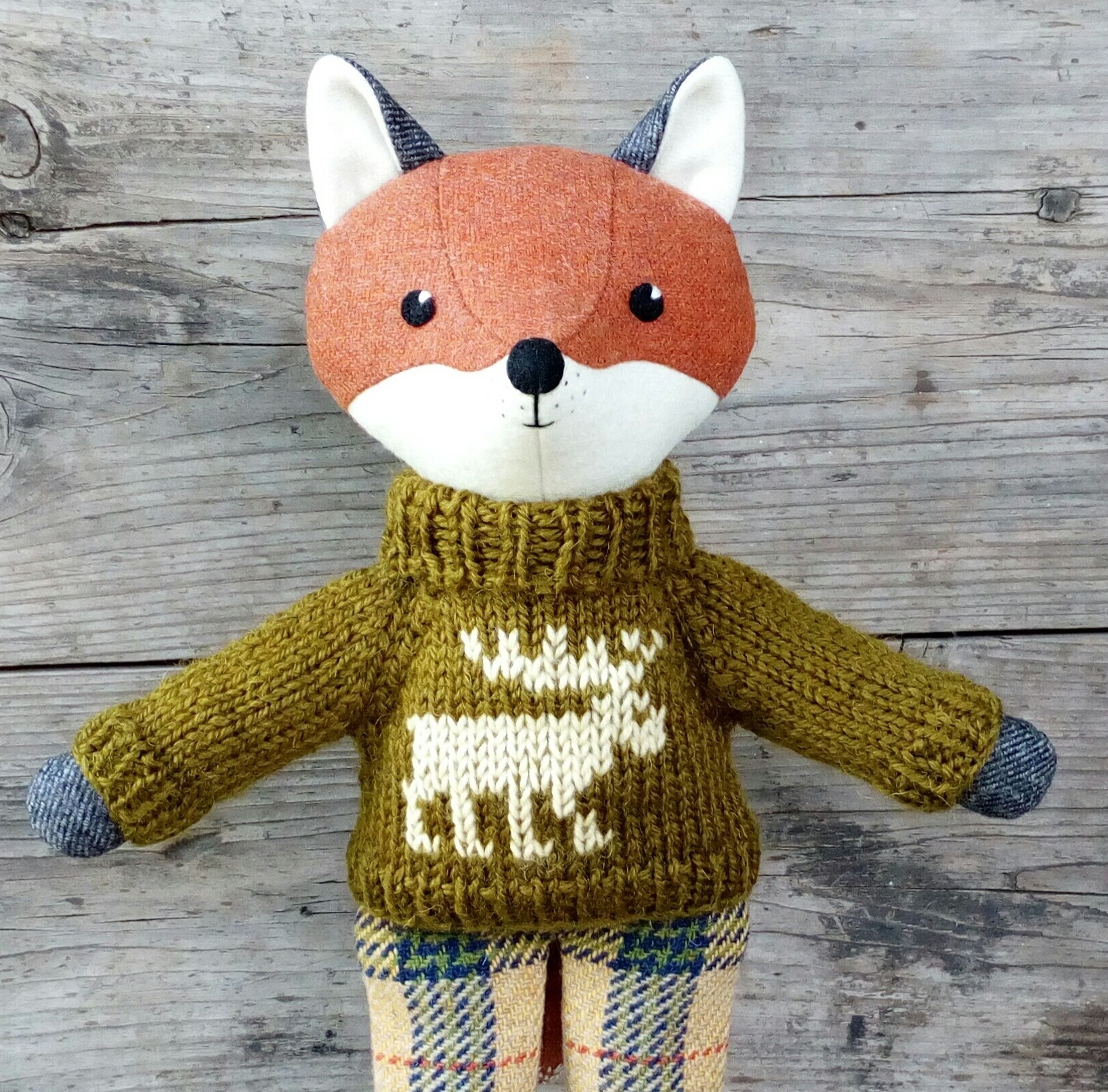 Red fox boy, handmade wool fox, stuffed animal doll | Inspire Uplift