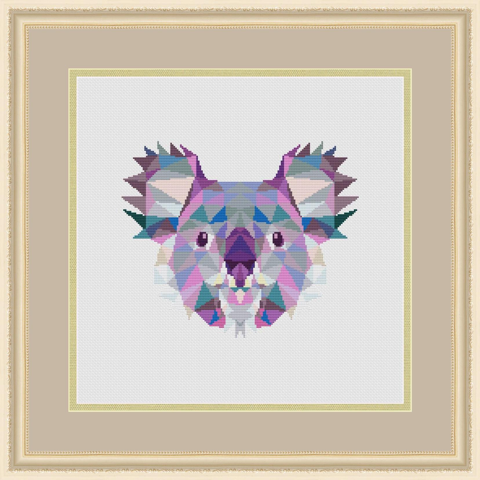 Geometric Koala cross stitch pattern modern, Geometric anima - Inspire ...