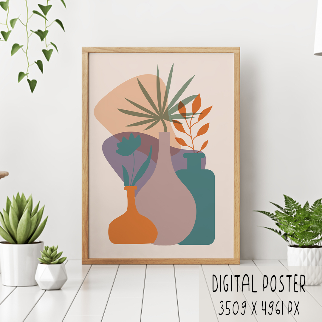 Abstract vases digital poster, Boho digital poster printable | Inspire ...